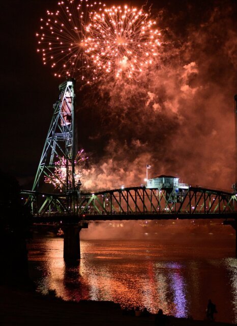 Picture: Fireworks above the Hawthorne Bridge overlooking the ...